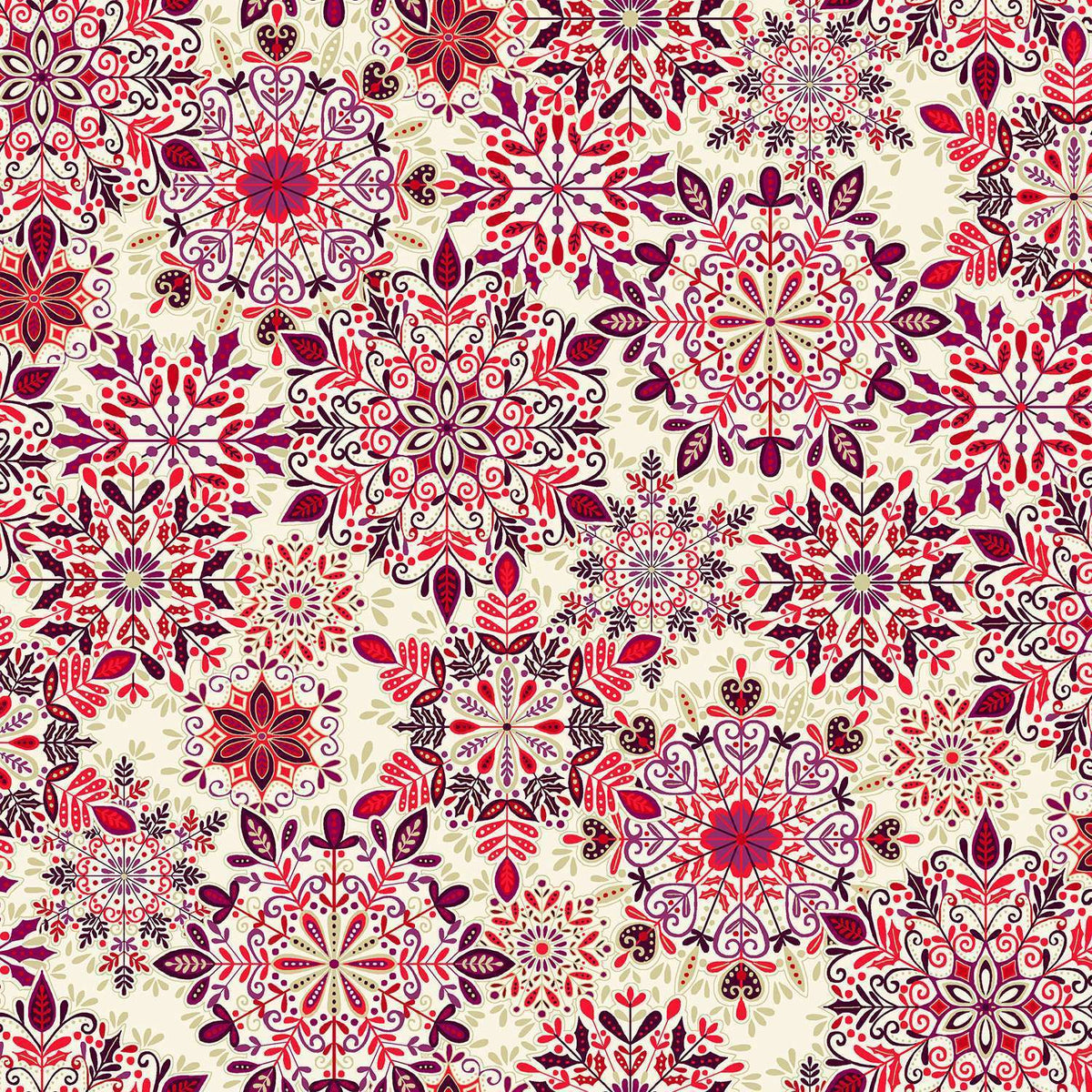 Enchanted Christmas - Snow Crystal, Red – Adventures in Fabric